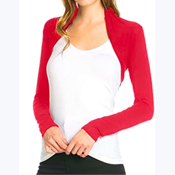 ShopEvelynne | Sweaters | Red Must Have Long Sleeves Shrug | Poshmark